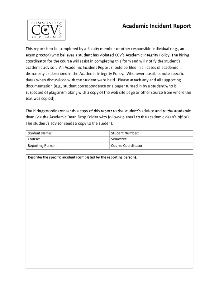 Fillable Online docs ccv Alleged Academic Integrity Violation - The ...