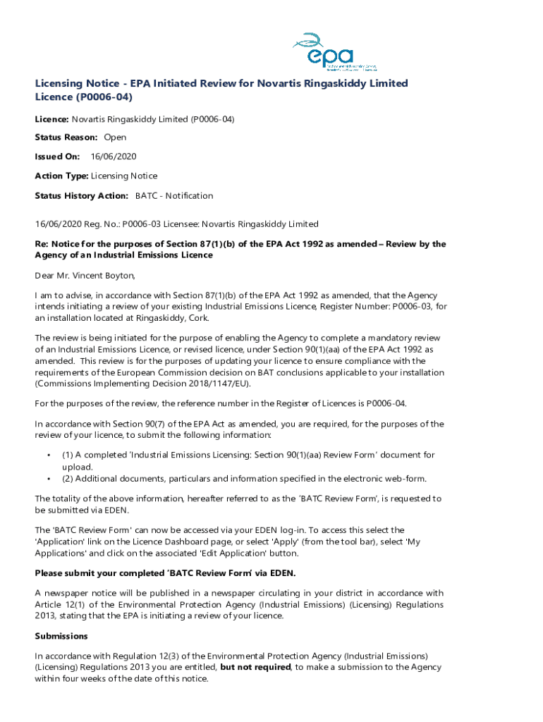 Fillable Online Licensing Notice - EPA Initiated Review for Novartis ...