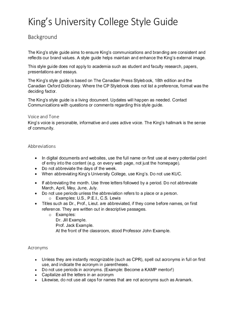 Fillable Online VISUAL IDENTITY GUIDE - University of King's College ...