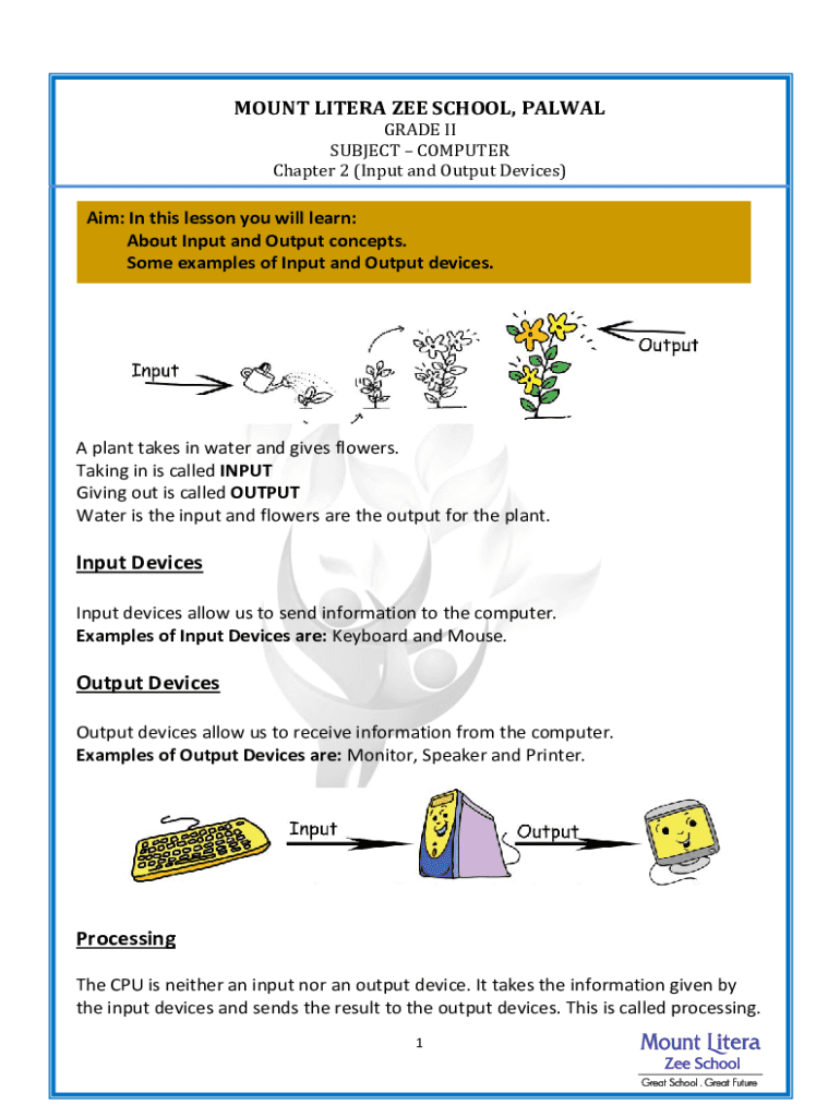 Fillable Online CLASS 2 - LESSON 6 - INPUT AND OUTPUT DEVICES Fax Email Print - pdfFiller