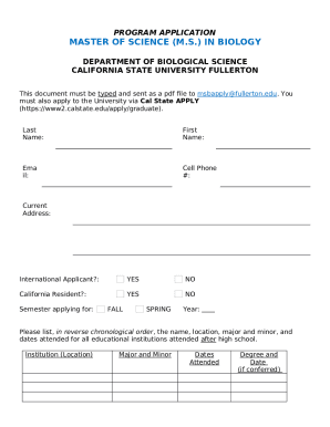 MS Application Document - Cal State Fullerton Doc Template | pdfFiller