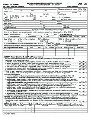 Fillable Online American Amicable Life Insurance Forms - Fill Online ...