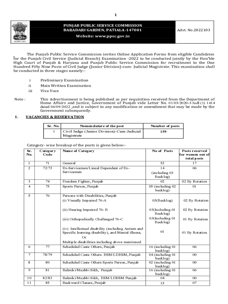 Fillable Online 1 PUNJAB PUBLIC SERVICE COMMISSION BARADARI ... Fax Email Print - pdfFiller