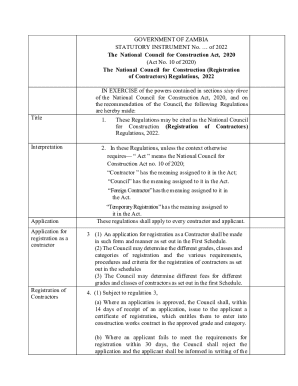 Fillable Online NCC Proposed Statutory Instrument - the Registration of ...