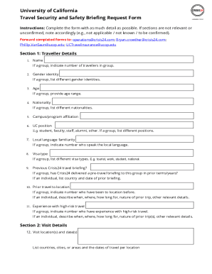 Fillable Online Travel Security and Safety Briefing Request Form Fax ...