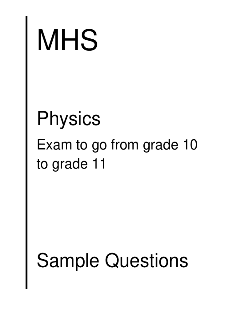Fillable Online Physics Sample Questions Fax Email Print - pdfFiller