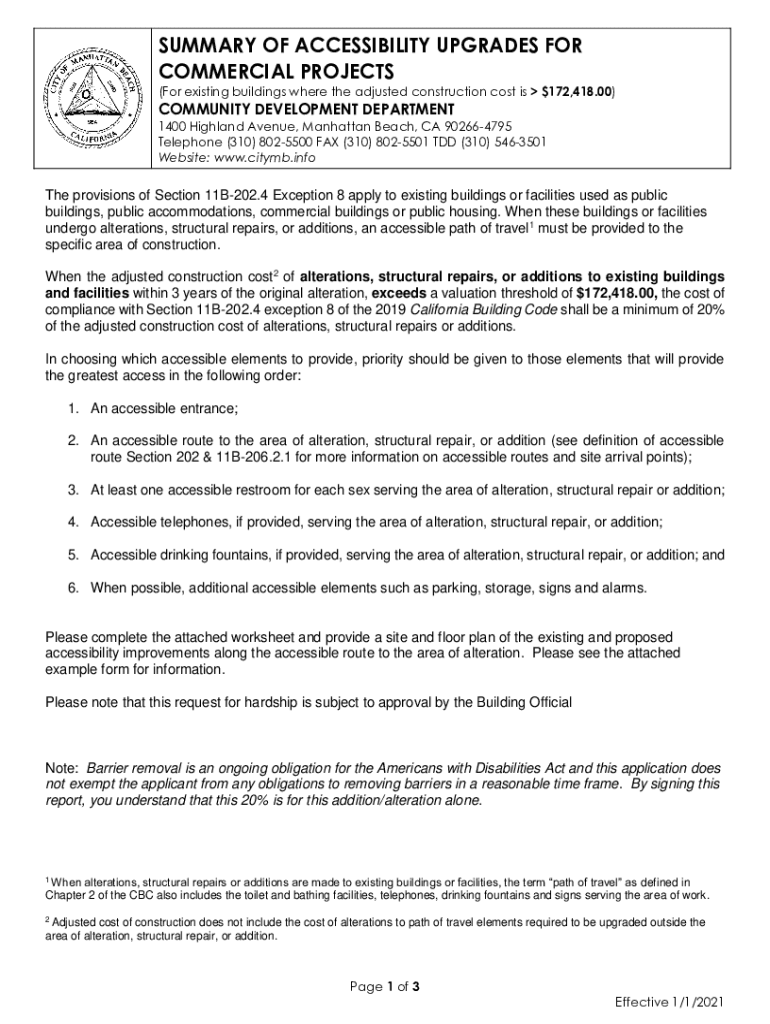 Fillable Online ACCESSIBILITY UPGRADE WORKSHEET - City of Eureka Fax ...