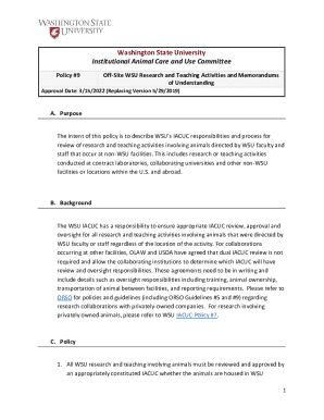 Fillable Online iacuc wsu IACUC formsInstitutional Animal Care and Use ...