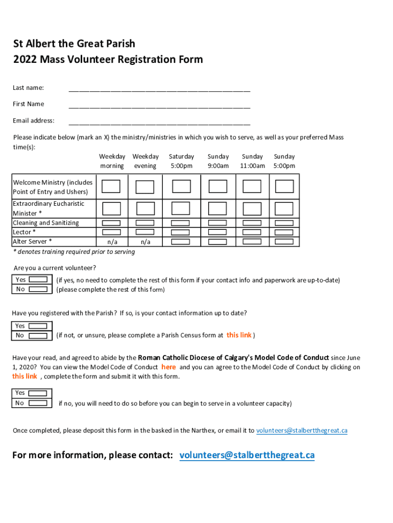 Fillable Online Parish Registration FormSt. Albert the Great Catholic Parish Fax Email Print ...