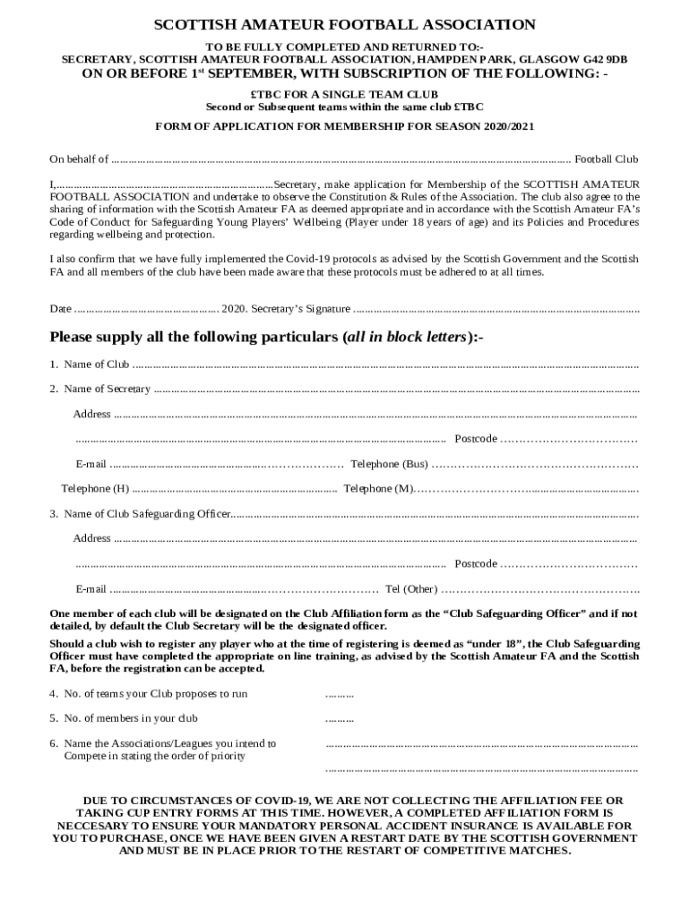 Contact The Office - Scottish Amateur Football Association Doc Template ...