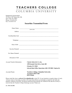 Fillable Online Securities Transmittal Form Fax Email Print - pdfFiller
