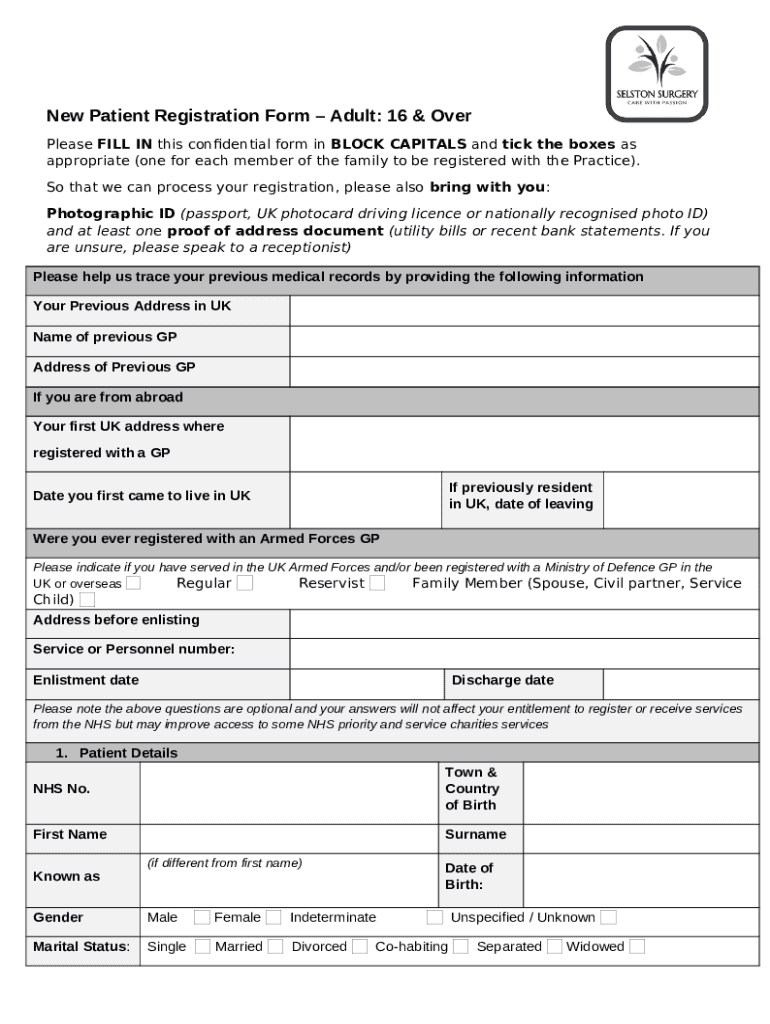 New Patient Registration (Adult: 16 ... - The Good Practice Doc ...