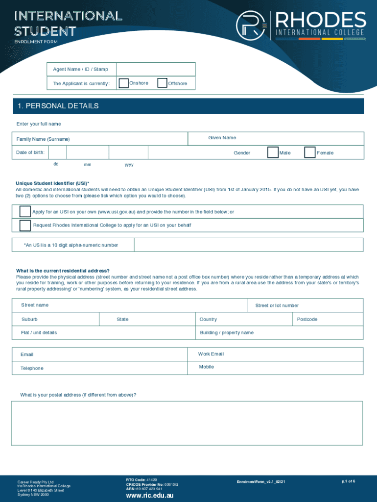 Fillable Online INTERNATIONAL STUDENT Fax Email Print - pdfFiller