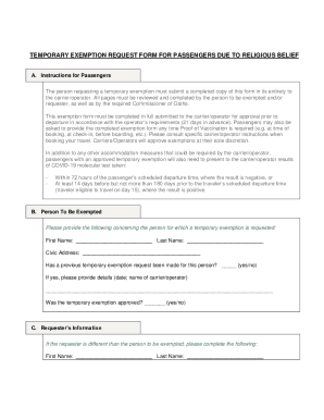 Fillable Online Fillable TEMPORARY EXEMPTION REQUEST FORM FOR ... Fax ...