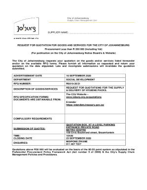 Fillable Online request for quotation for goods and services for ... Fax Email Print - pdfFiller