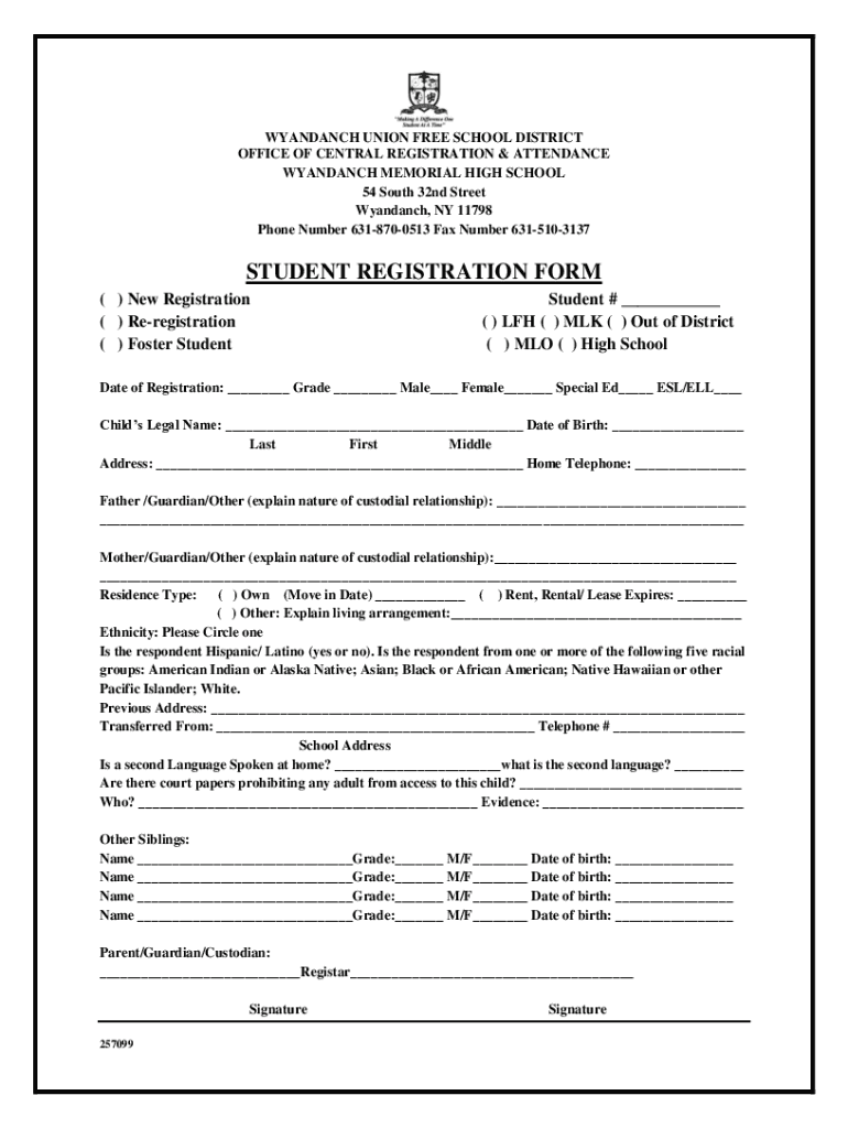 Fillable Online wyandanch union free school district application for pupil ... Fax Email Print ...