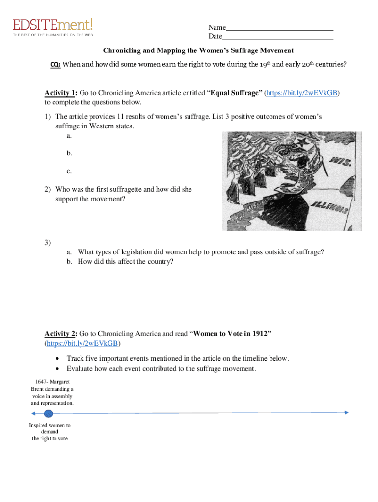 Fillable Online Chronicling and Mapping the Women's Suffrage Movement ...