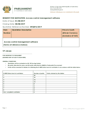 Fillable Online REQUEST FOR QUOTATION: Access control management ...