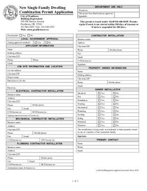 Fillable Online New Single Family Dwelling Combination Permit Application Fax Email Print ...