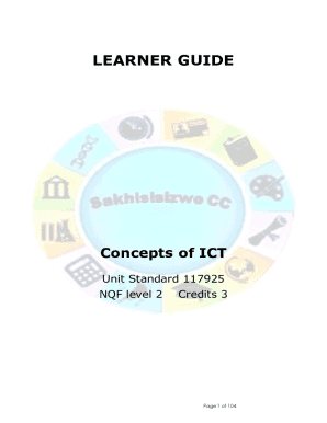 Fillable Online Concepts of ICT - Unit Standard 117925 NQF level 2 Credits 3 Fax Email Print ...