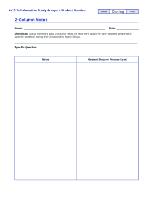 Fillable Online Two-Column Note-TakingFacing History and Ourselves Fax ...