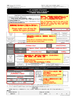 Fillable Online EXCELJET ACCIDENT INSURANCE Form Fax Email Print ...