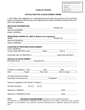 Fillable Online town trochu ab Development Permit Application Editable ...