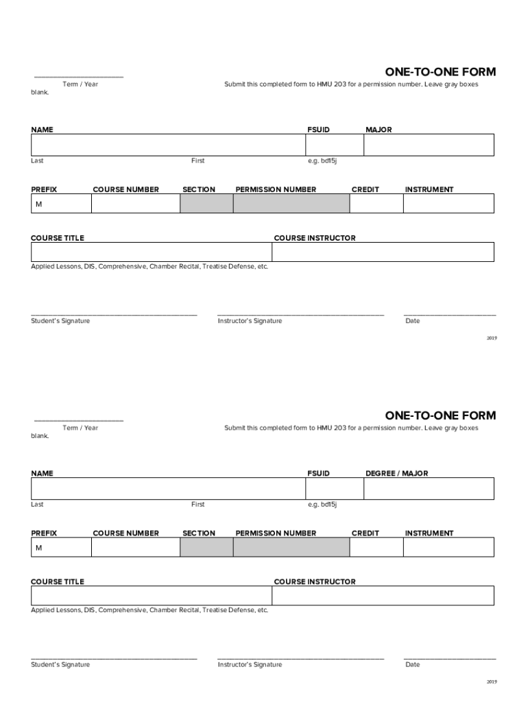 Fillable Online ONE-TO-ONE FORM Fax Email Print - pdfFiller