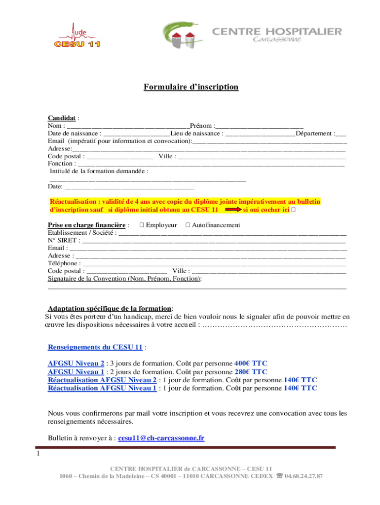 Fillable Online FORMULAIRE D'INSCRIPTION M F - Sign In Fax Email Print - pdfFiller