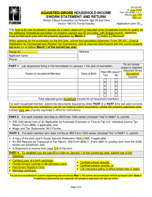 Fillable Online adjusted gross household income sworn statement and ...