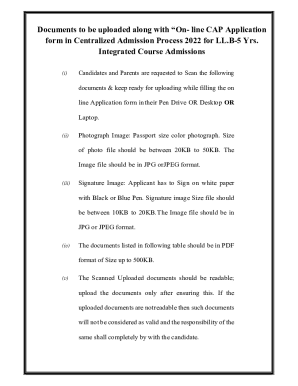 Fillable Online line CAP Application form in Centralized Admission ...