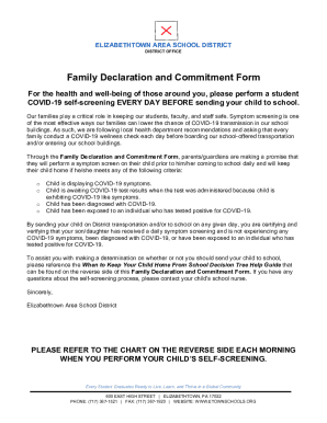 Fillable Online Family Declaration and Commitment Form - Elizabethtown ...