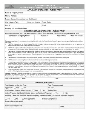 Fillable Online Residential Rat Control Rebate In Take Form Fax Email ...