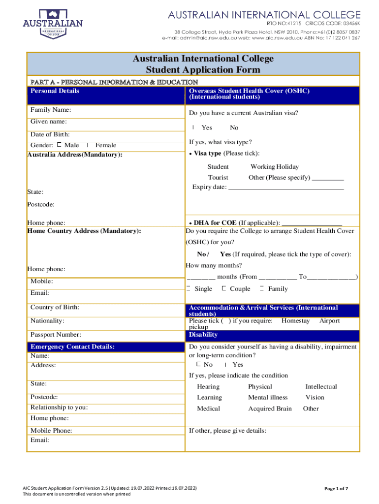 Fillable Online International Application Form - International students Fax Email Print - pdfFiller