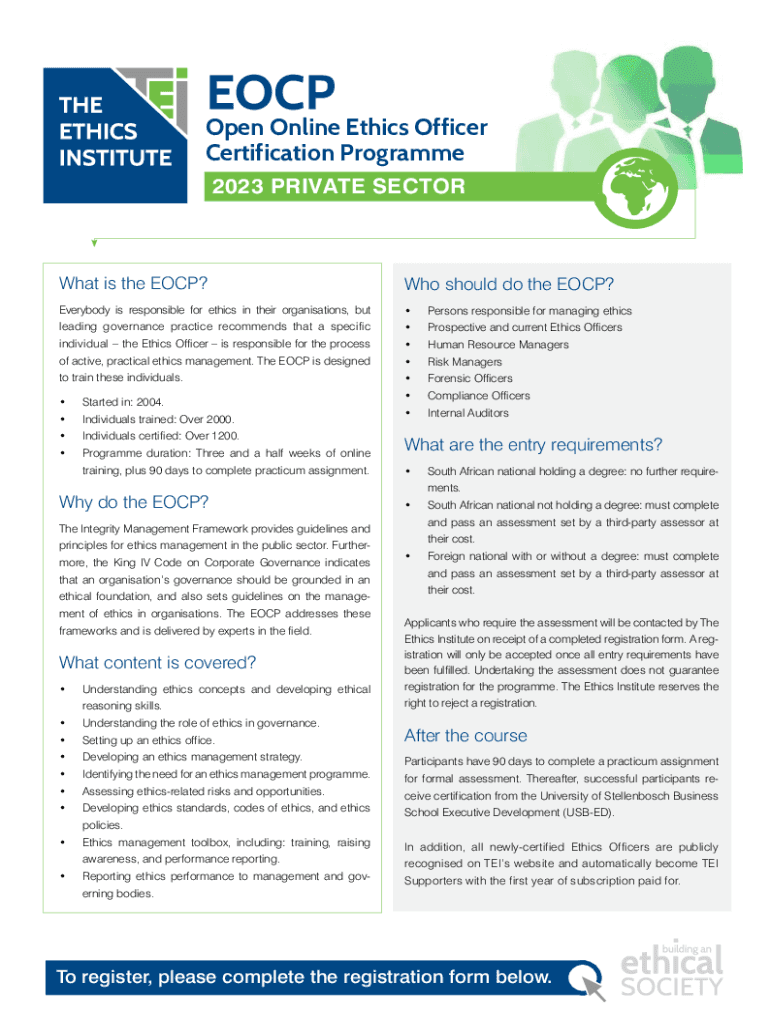 Fillable Online Code of Ethics and Standards of Practice for ... - EOCP ...