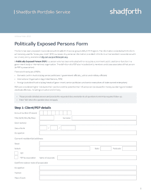 Fillable Online Politically Exposed Persons Form - Shadforth Financial ...