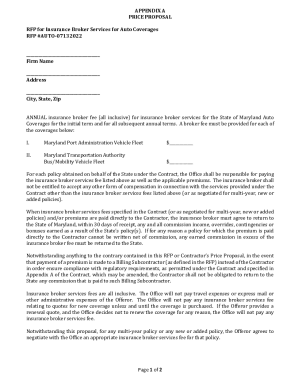 Fillable Online Request for Proposal Insurance Broker Services ISSUED ...