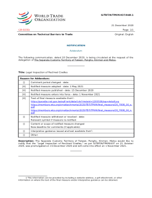 WTO TBT NOTIFICATIONS BULLETIN - DTI-BPS Doc Template | pdfFiller