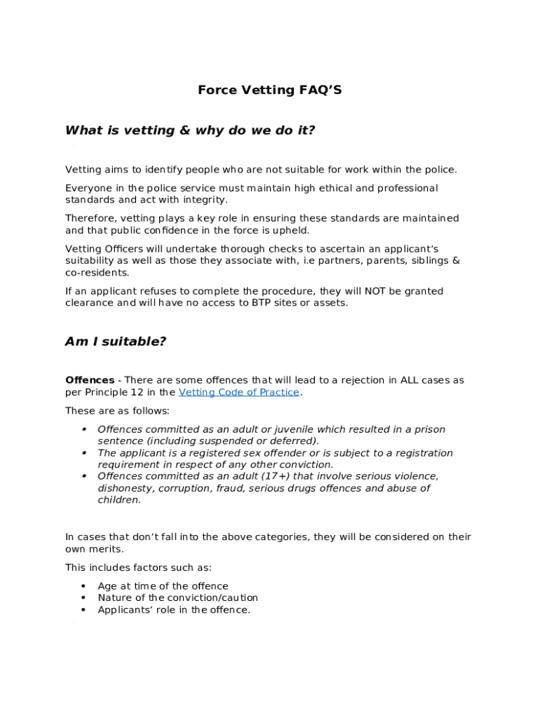 Police vetting: How it works and calls for change Doc Template | pdfFiller