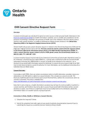 Fillable Online EHR Consent Directive Request Form - eHealth Ontario ...