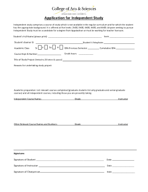 Fillable Online CAS Independent Study Form - College of Arts and ...