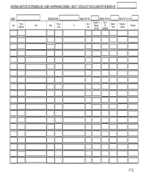 Fillable Online 600 077, details of ta/da claim for the month of Fax ...