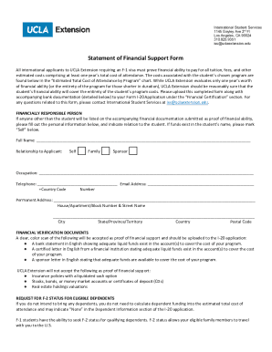 Fillable Online Statement of Financial Support Form for International ...
