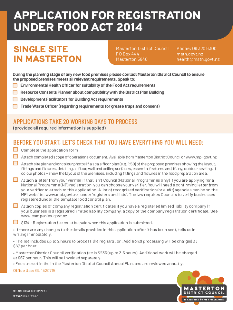 Fillable Online Food Act Registration Form - Single Site.indd Fax Email ...
