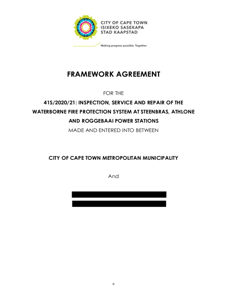 Fillable Online FRAMEWORK AGREEMENT - City of Cape Town Fax Email Print ...