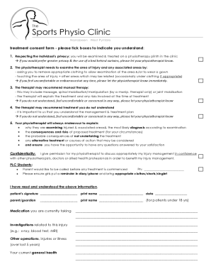 Fillable Online treatment consent form - please tick boxes to indicate ...