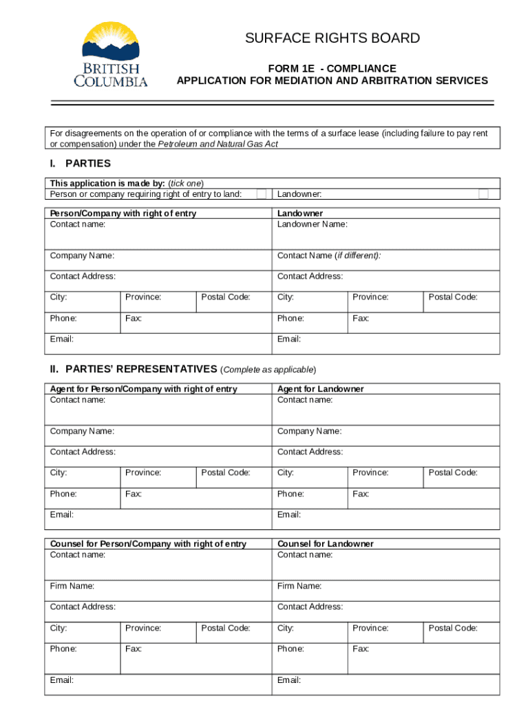 1E - Surface Rights Board Doc Template | pdfFiller