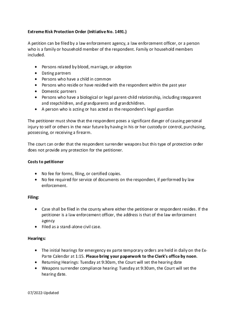 Fillable Online Extreme risk protection orders in state legislatures ...