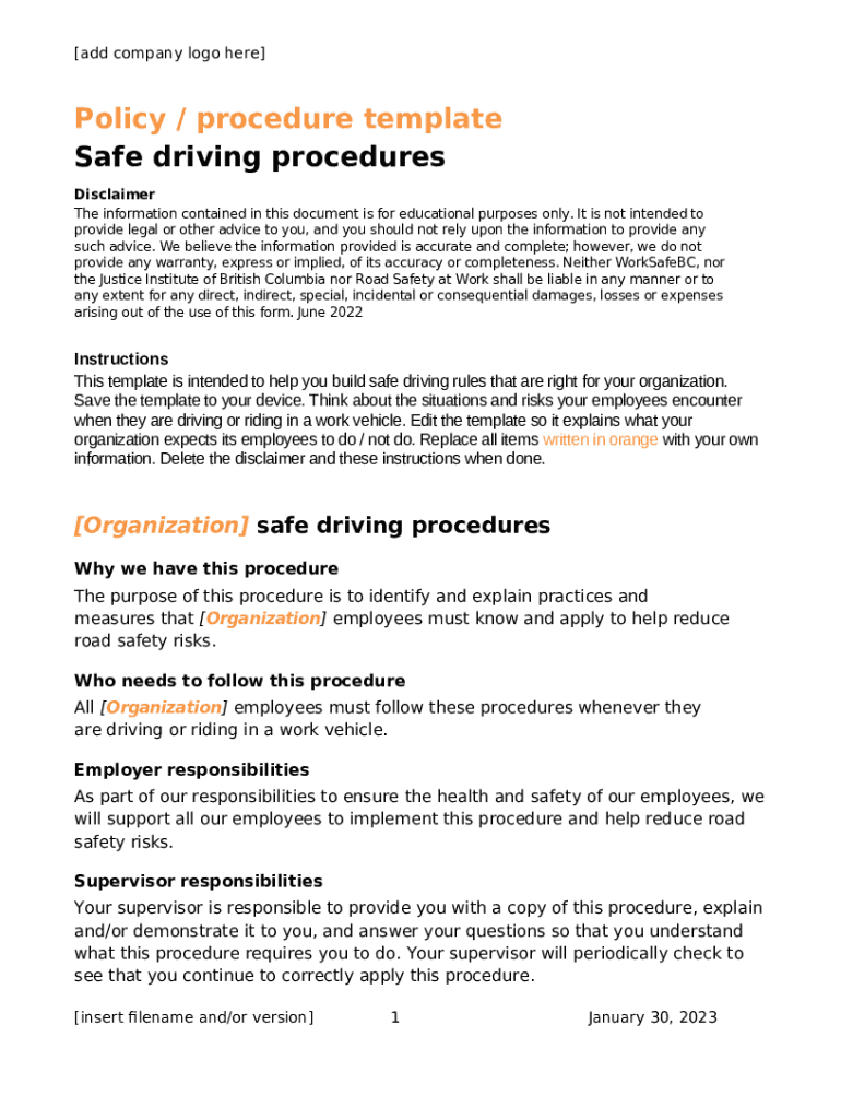 Using Employee-Owned Vehicles for Work Procedures ... Doc Template ...