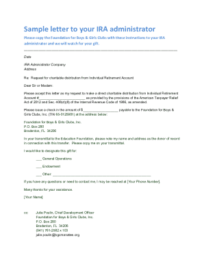 Fillable Online IRA Sample Letter of Instruction - Phoenix Children's ...